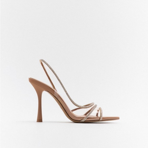 Zara | Shoes | Zara Rhinestone Vinyl High Heel Sandals | Poshmark